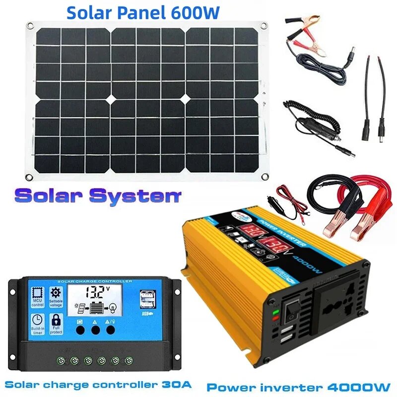 Солнечная инверторная система 6000 Вт 110В/220В Зеленый, yellow 110v