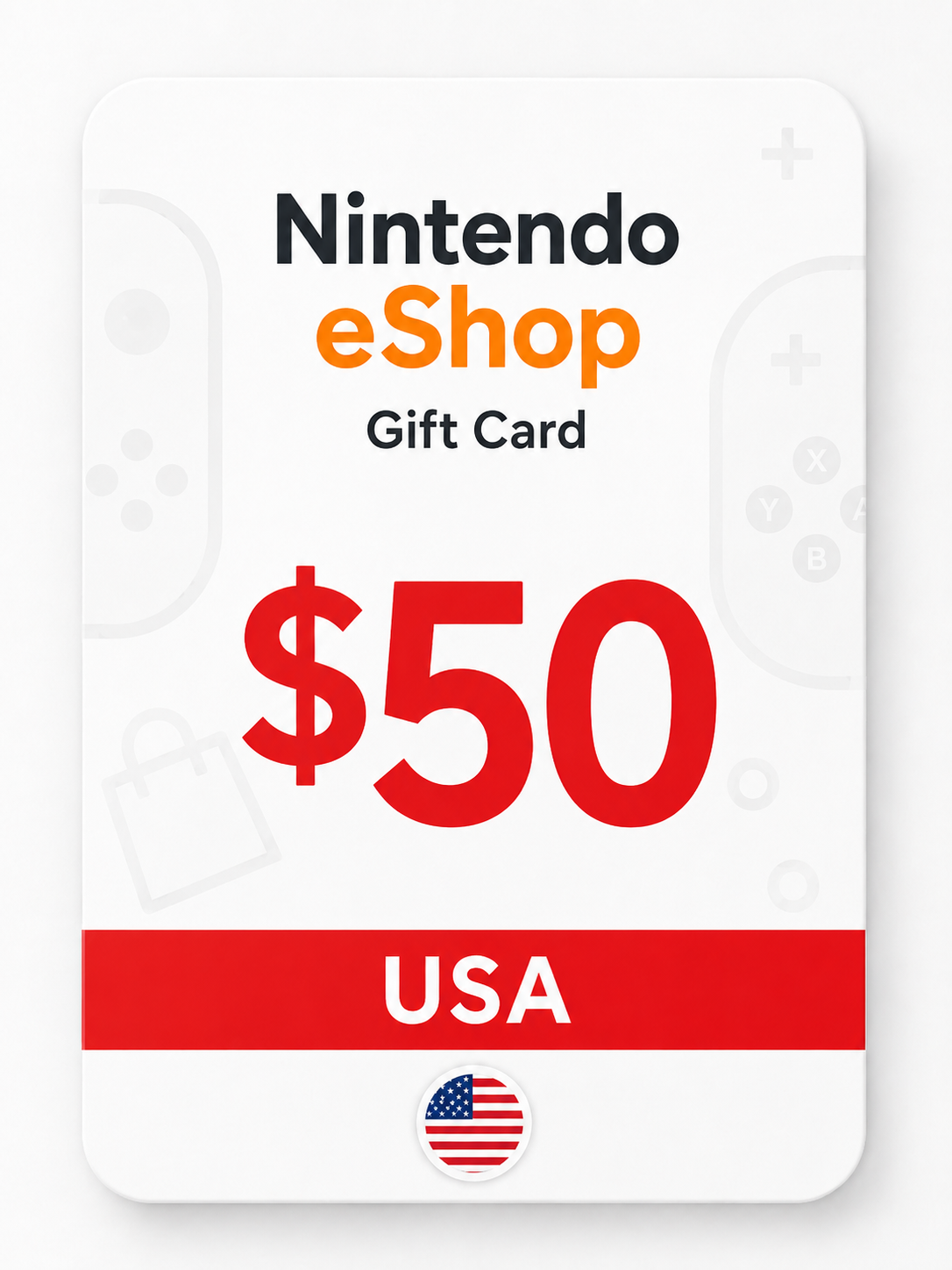 Nintendo eShop подарочная карты для региона США. Номинал карты: 50$