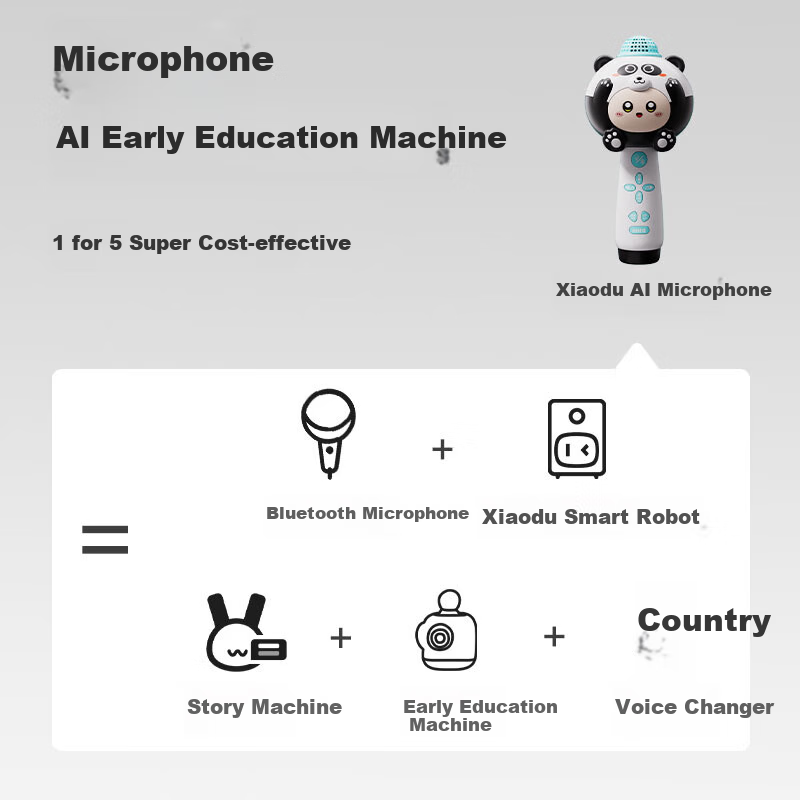 TAOTAOTIANCAI AI Bluetooth микрофон для детей раннего развития Песенка-игрушка 2-3 года Подарок на день рождения