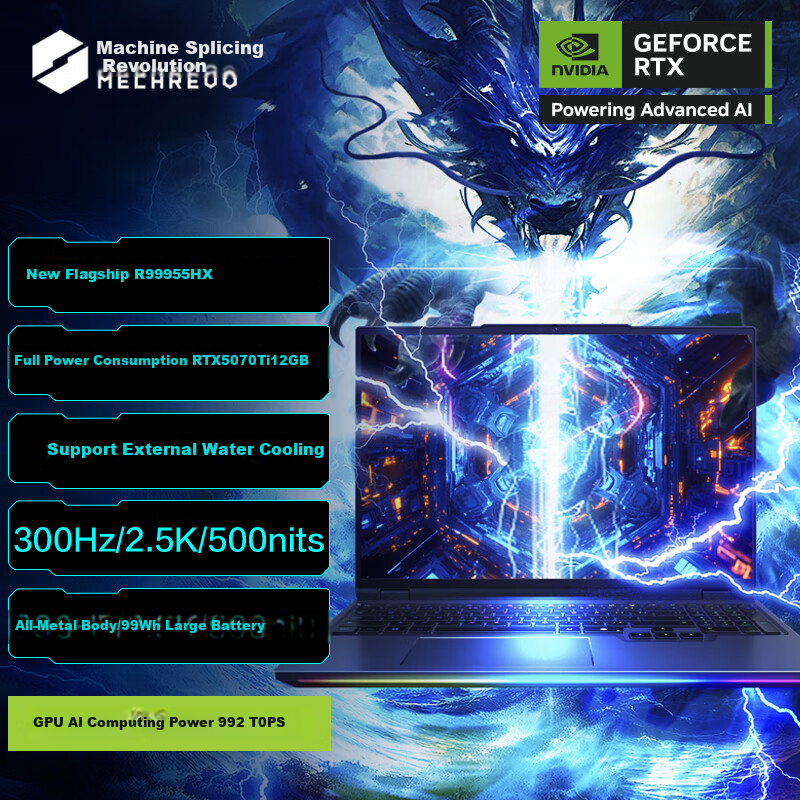 MECHREVO Canglong 16 Ultra Игровой ноутбук с процессором R9-9955HX 32 ГБ ОЗУ 1 ТБ SSD RTX5070Ti экран 2.5K 300 Гц