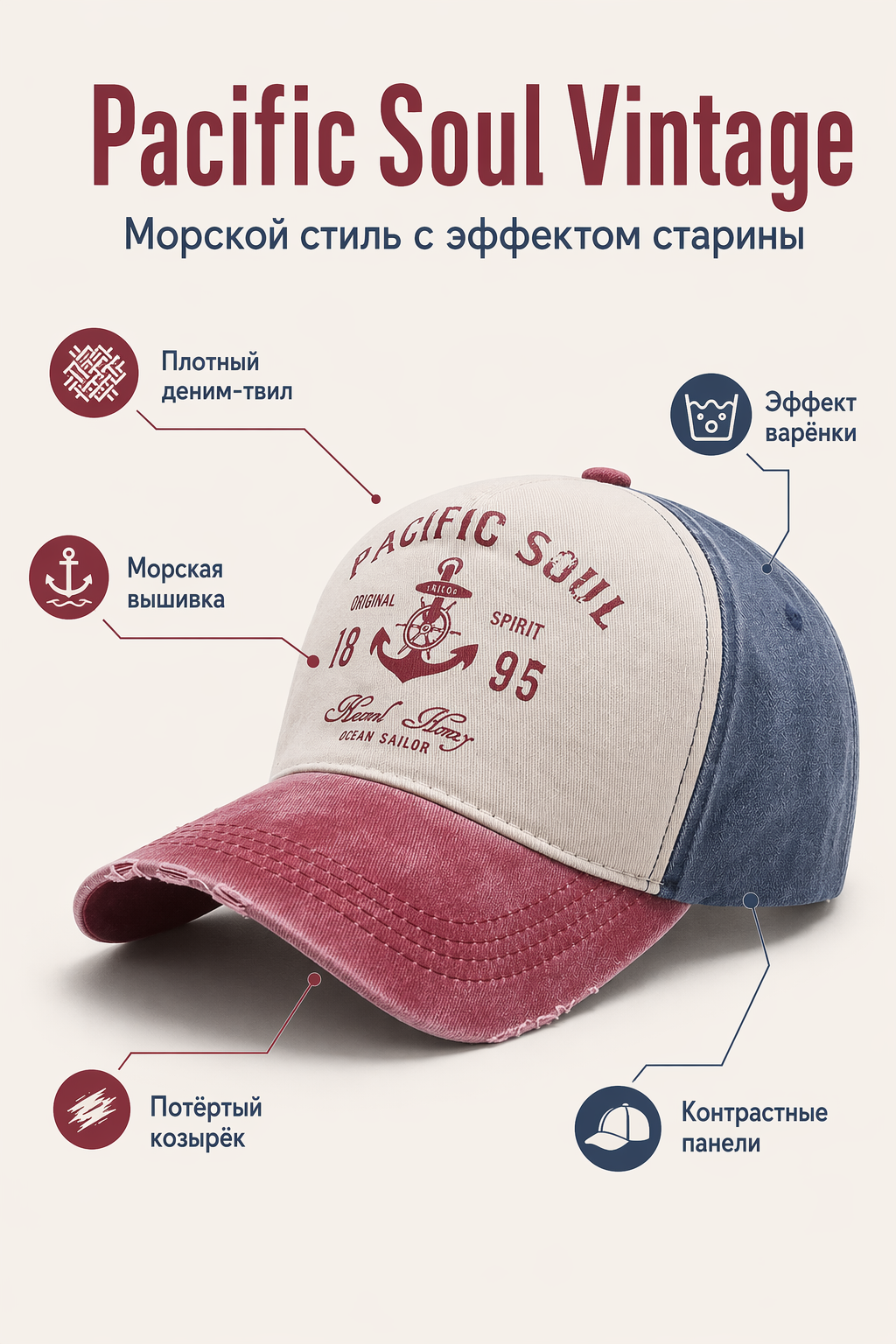 Бейсболка  Моряк для мужчин