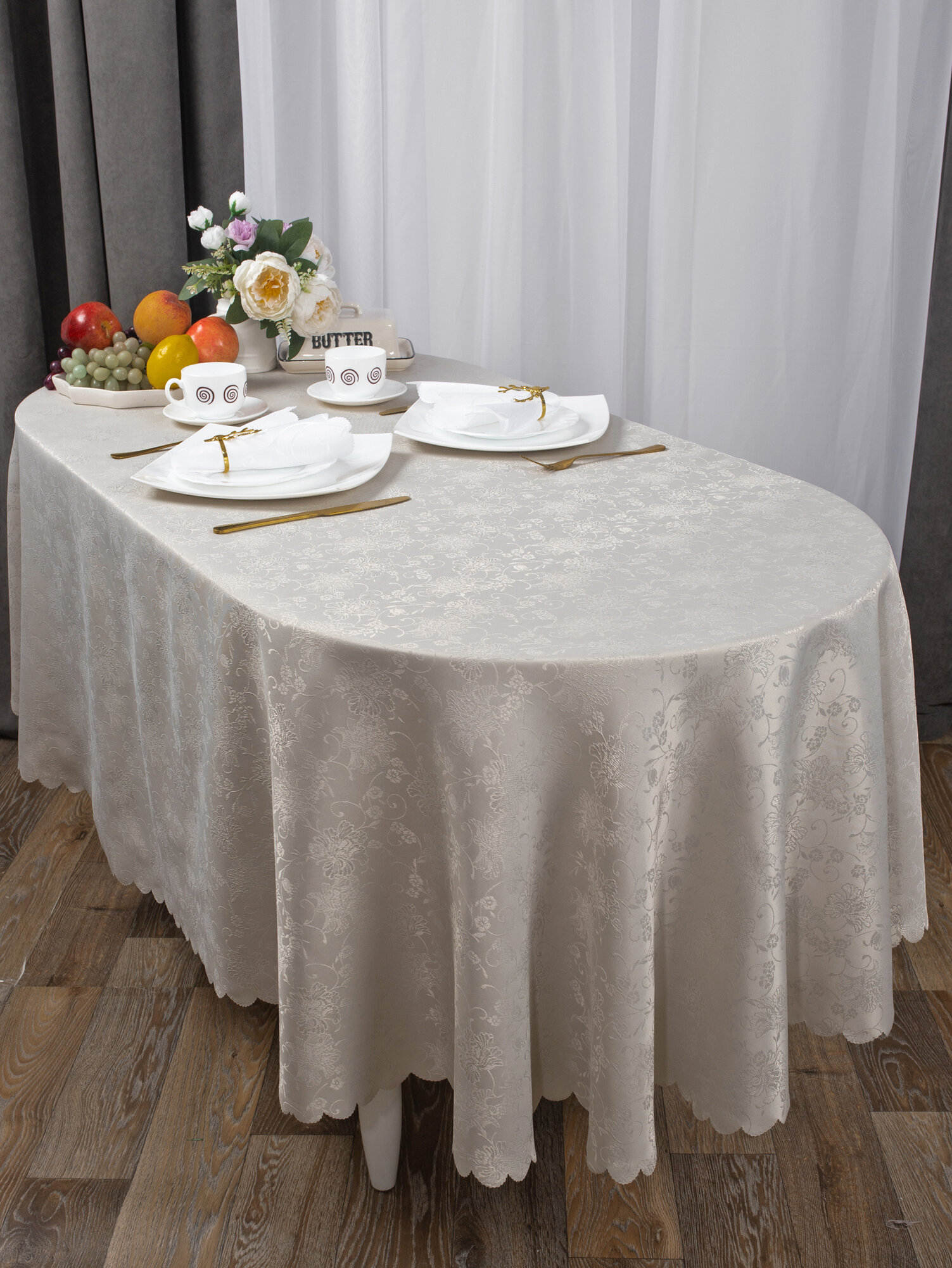 Скатерть Wellness, ткань, водоотталкивающая, 150 см x 220 см