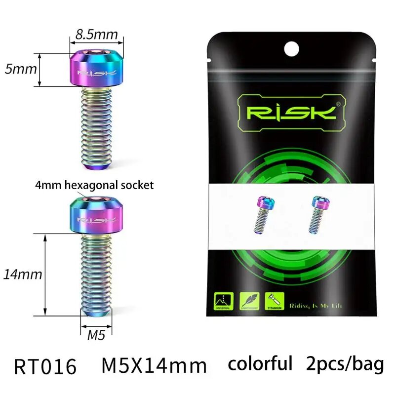 2 шт. титановых болтов M5 x 14 мм для велосипеда 2PCS Multicolor