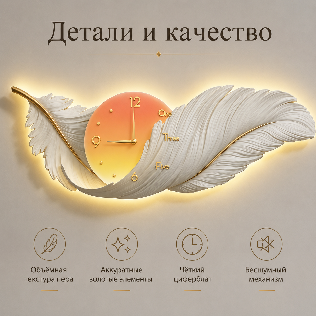 Настенные часы "Хрустальный фарфор", с подсветкой, кварцевые, плавный ход, белые, 100x35см