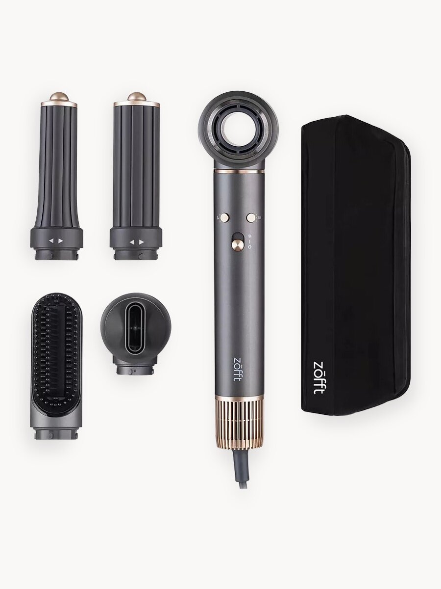 Фен-стайлер для волос Zofft Essential S300 с ионизацией и холодным воздухом, 5 насадок + сумка для хранения