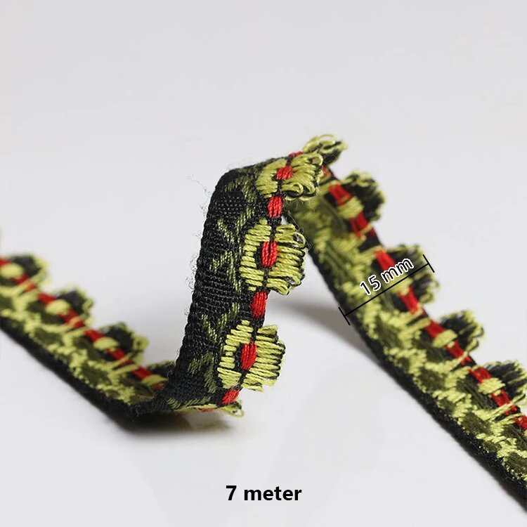 Этническая лента для вышивки 7 м, полиэстер/хлопок, 10/15 мм 16, 15mm width 7meter