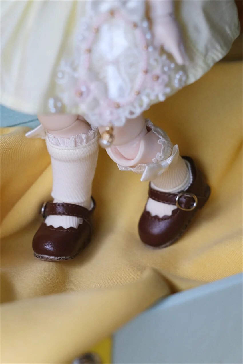 Обувь для кукол BJD Perfect Minki 1/6 кружевные из полиуретана коричневые черные Коричневый, Brown