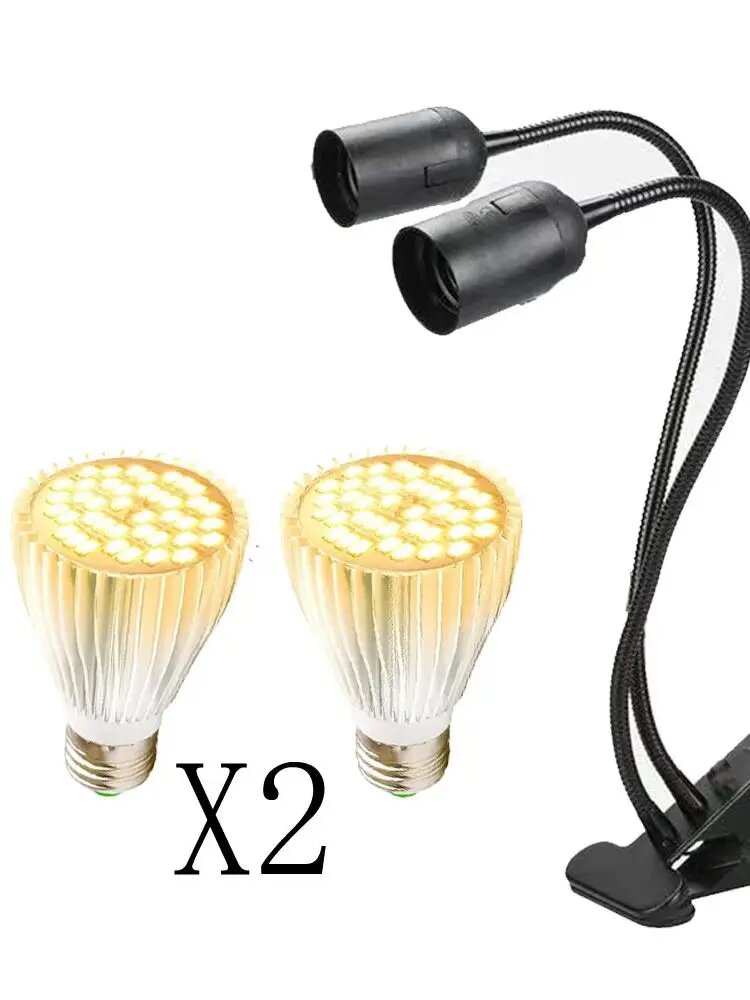 Двухголовая LED лампа для растений E27, US plug