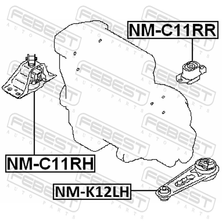 Подушка двигателя левая (FEBEST NM-C11RR)