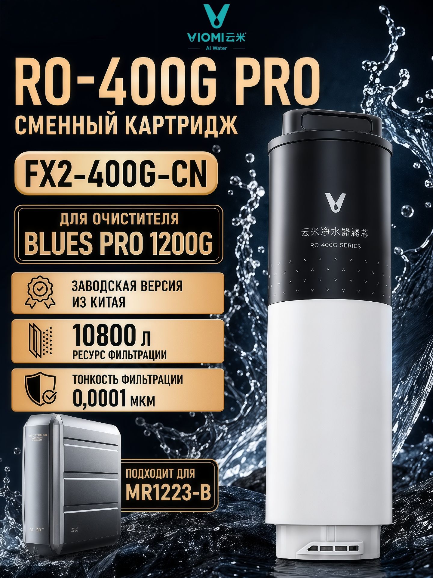 Viomi RO-400G Pro FX2-400G-CN для Blues Pro 1200G (MR1223) Сменный картридж мембраны обратного осмоса