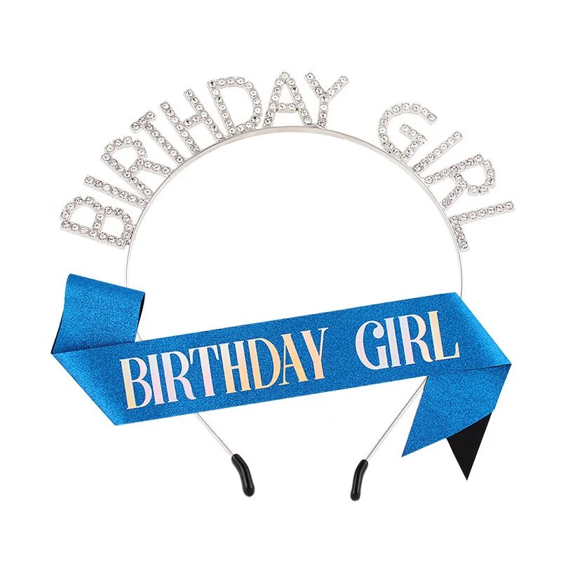 Тиара и пояс "Birthday Girl" синего цвета, 07