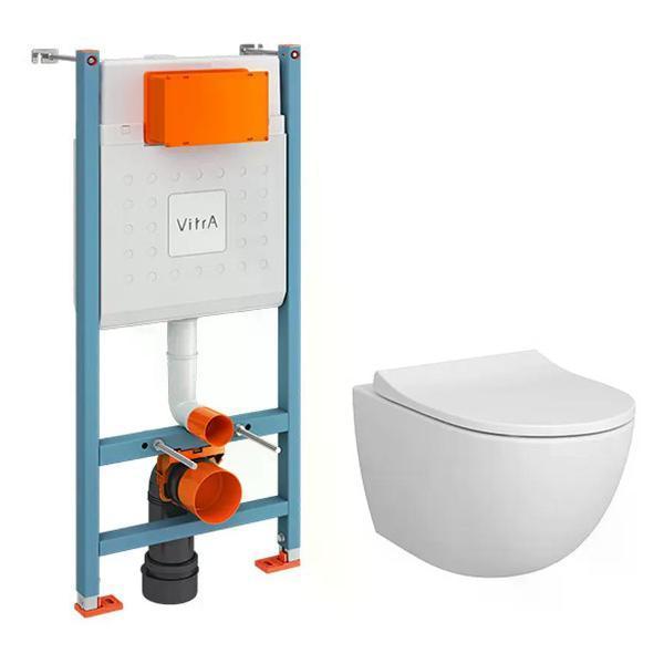 Инсталляция с унитазом VitrA Sento (Сенто) 9830B003-7211 комплект 3 в 1 с сиденьем микролифт безободковый