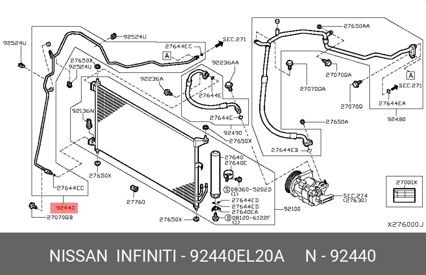 Трубка кондиционера пластик org (NISSAN 92440EL20A)