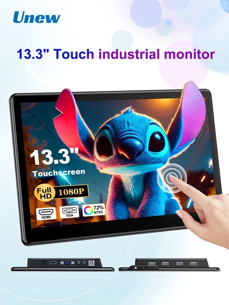 UNEW 13.3" Монитор 13,3-дюймовый портативный монитор (CX133TP-C), TFT, 1920x1080, 60 Гц, черный матовый