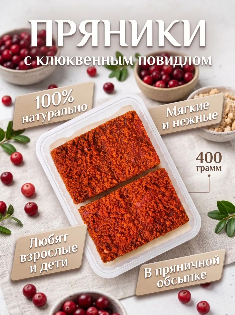 Пряники с клюквенным повидлом в пряничной крошке 400гр