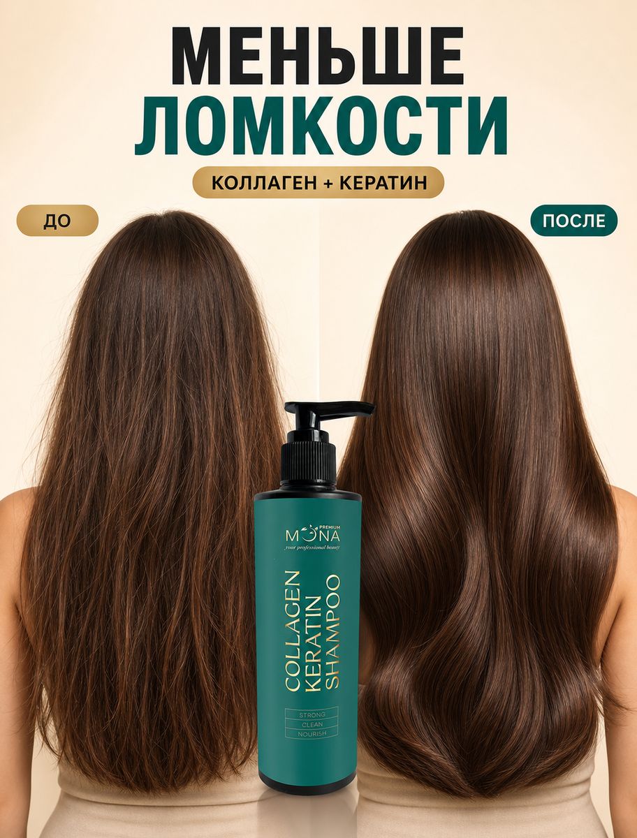 Укрепляющий шампунь для волос Mona Premium, 250 мл