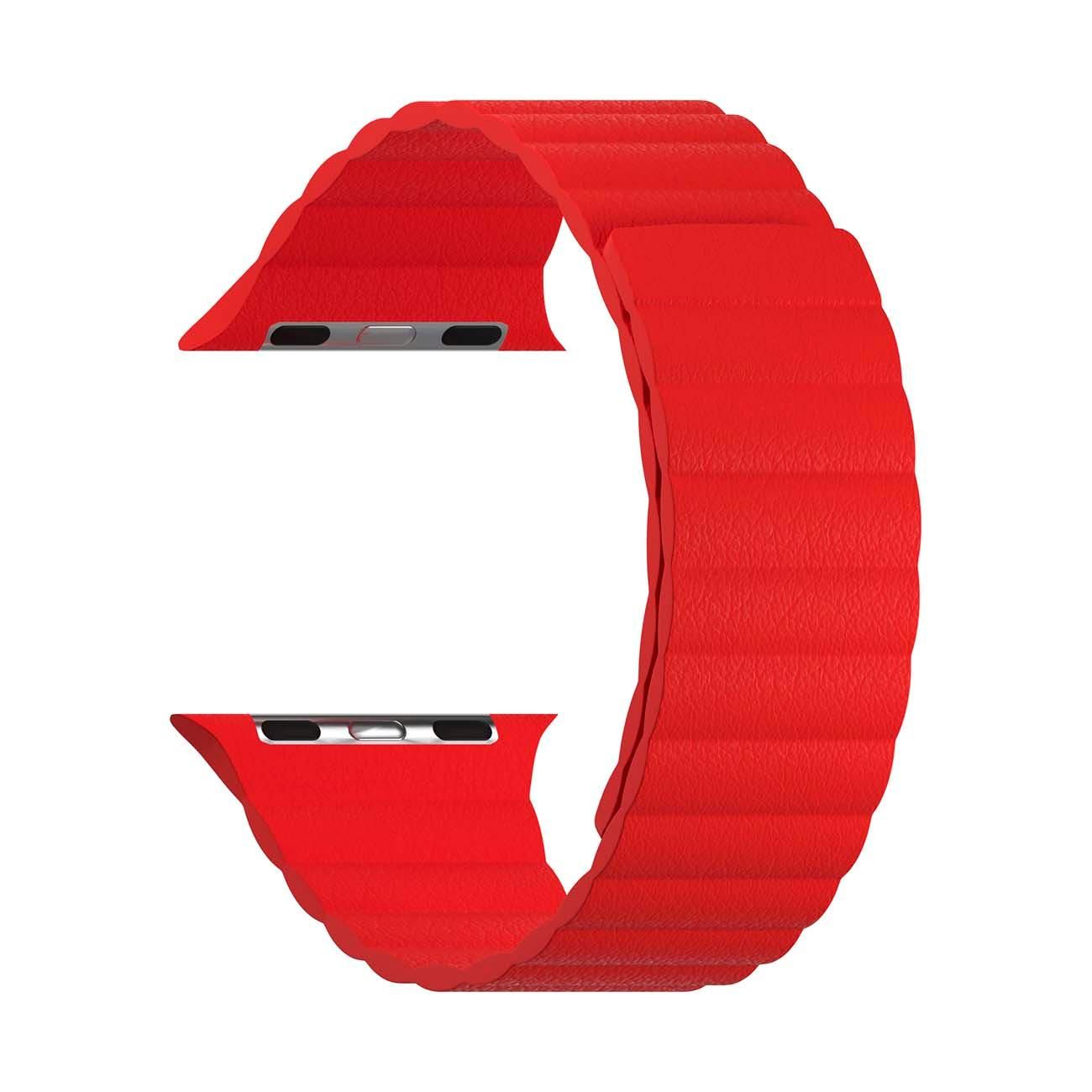 Кожаный ремешок для Apple Watch 42/44/45 mm LYAMBDA POLLUX DSP-24-44-RD красный