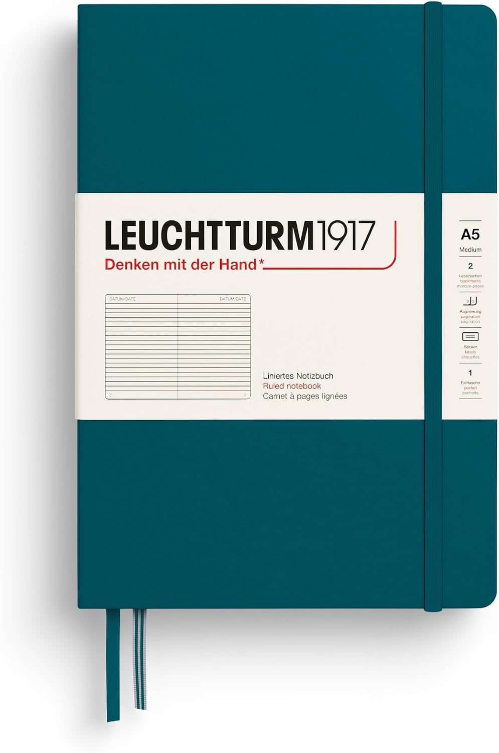 Блокнот Leuchtturm1917, средний, в линейку, цвет Pacific Green