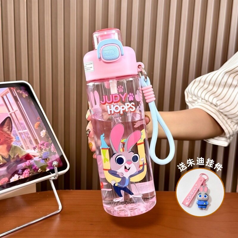 Бутылка для воды со spray для детей Zootopia, летняя большая бутылка из тритана с трубочкой и прямым питьем,