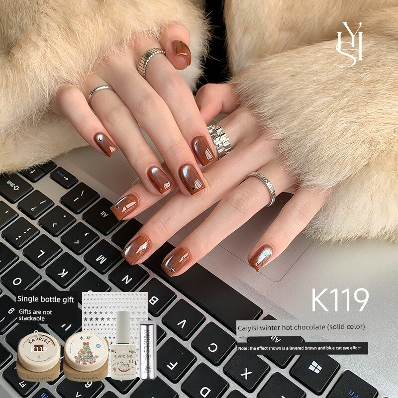 Гель-лак Hot Chocolate K119, зимняя коллекция, 10 мл, матовая текстура, красный оттенок для зимы
