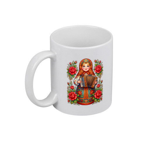 Кружка «Матрёшка в цветах, сувенир» (белый)