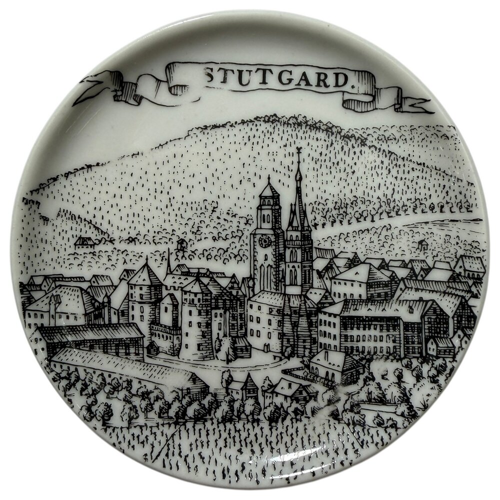 Тарелка декоративная "Штутгарт Stuttgart", 10 см, фарфор, 1960-1970 гг, Германия