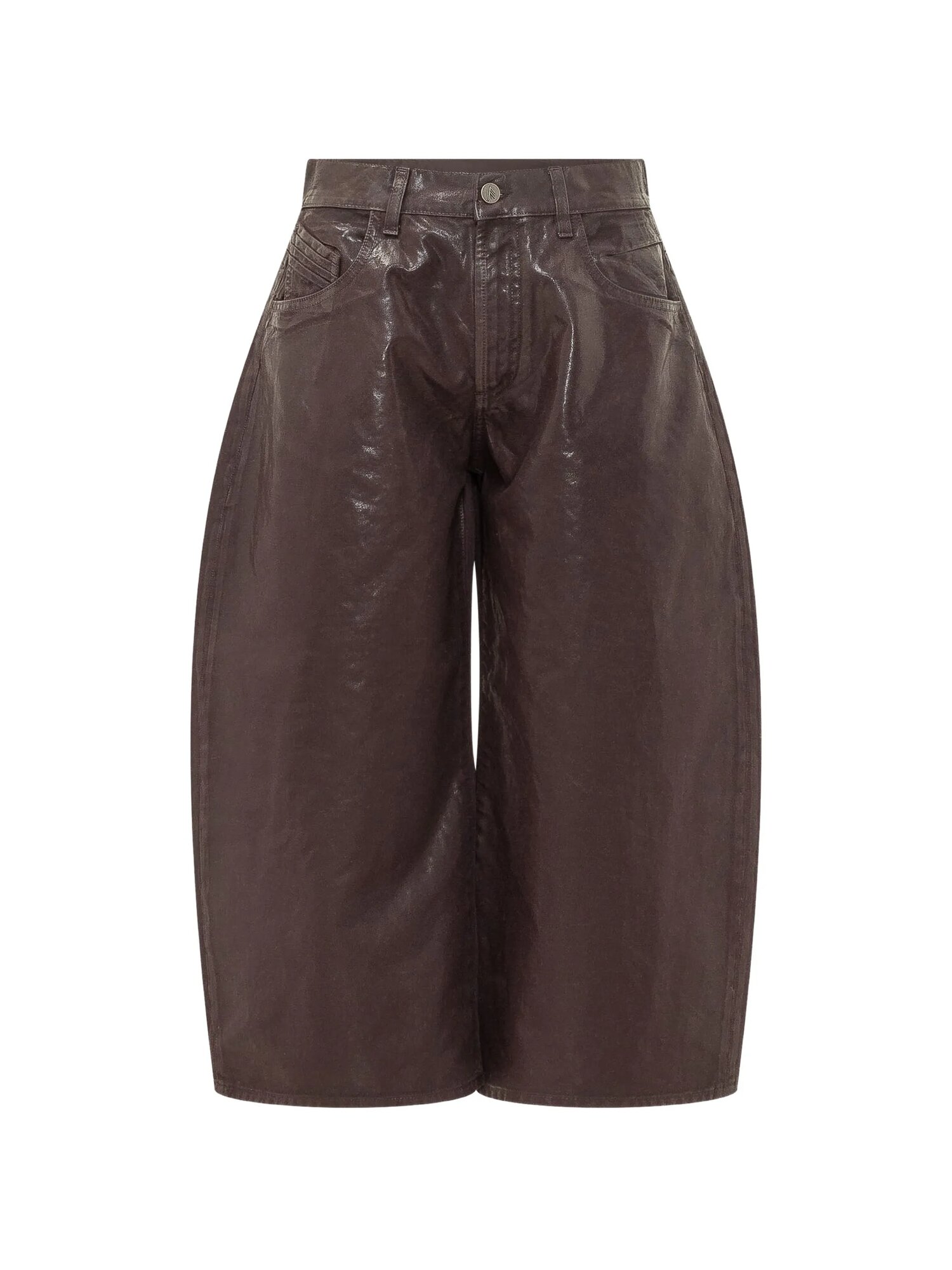 Джинсы The Attico Plum glossy-finish wide-leg jeans