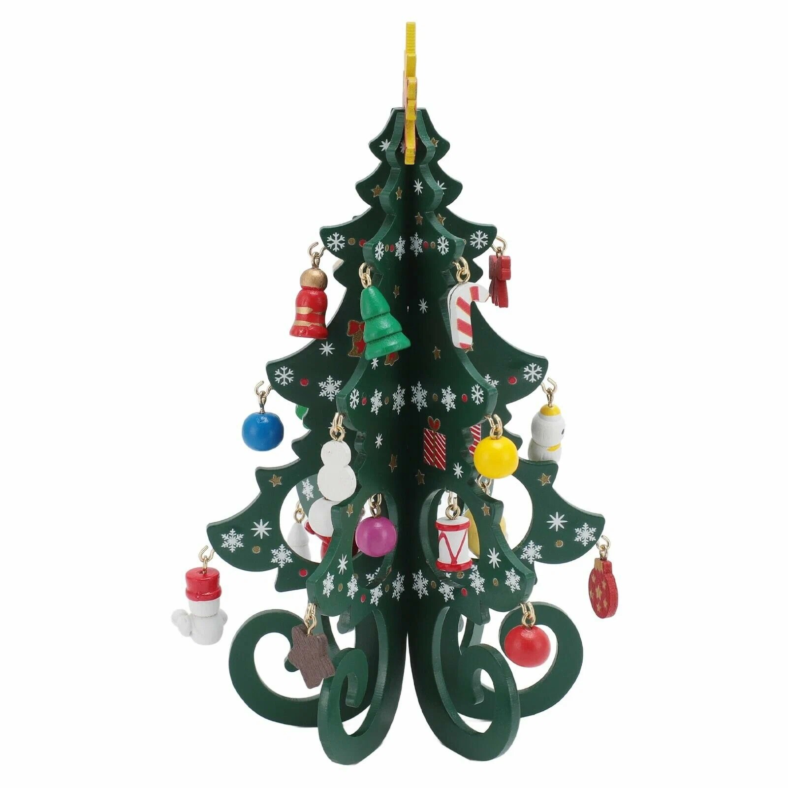 Сувенир декоративная "Елка с подвесками", материал дерево, зеленый