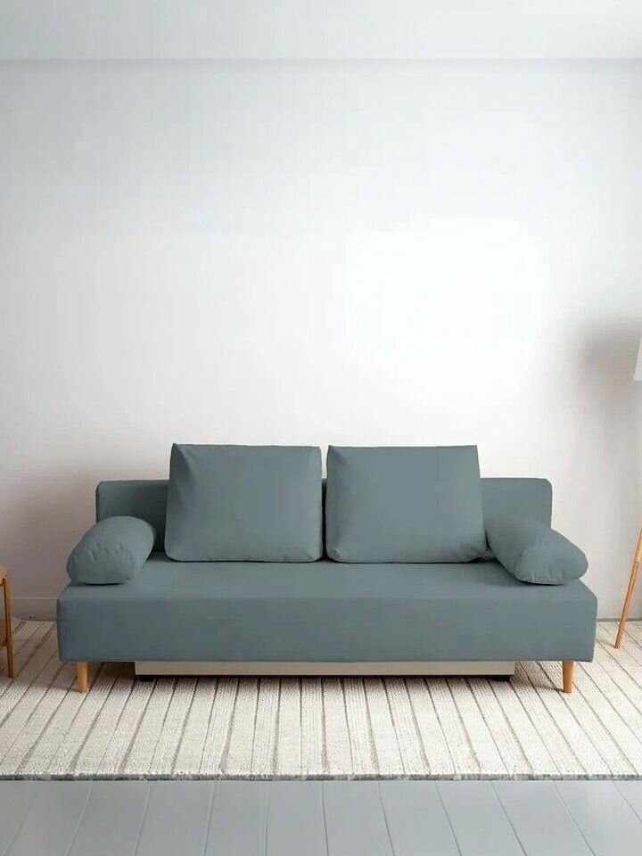 Диван прямой раскладной Парма Серый велюр Storm 17, размер 198х90х75 см, с ящиком для хранения