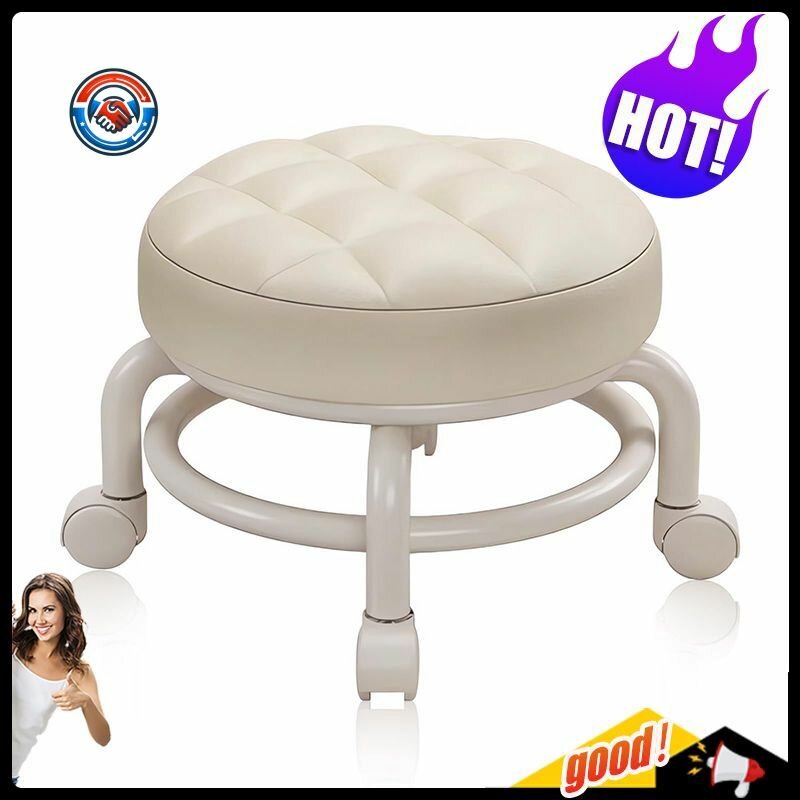 Педикюрное кресло-табурет на колёсах, мобильный стул для мастера маникюра и педикюра, поворотные ролики 360, мягкое сиденье из искусственной кожи, углеродистая сталь, для салона красоты и дома