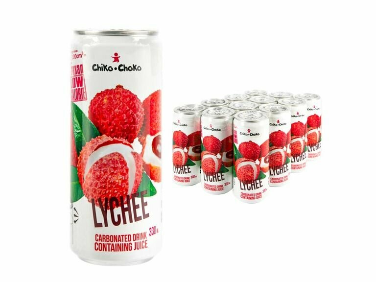 Газированный напиток Chiko-Choko, низкокалорийный, с содержанием сока личи, 0.33 литра 12 шт.