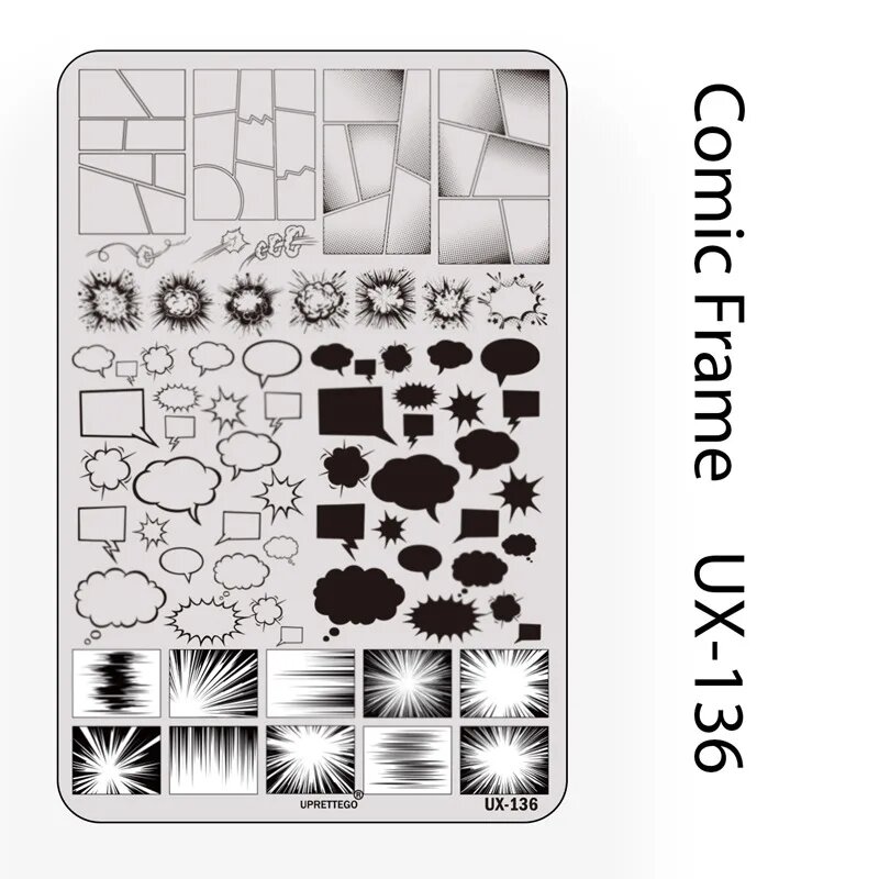 Трафарет для нейл-дизайна Comic Frame UX136