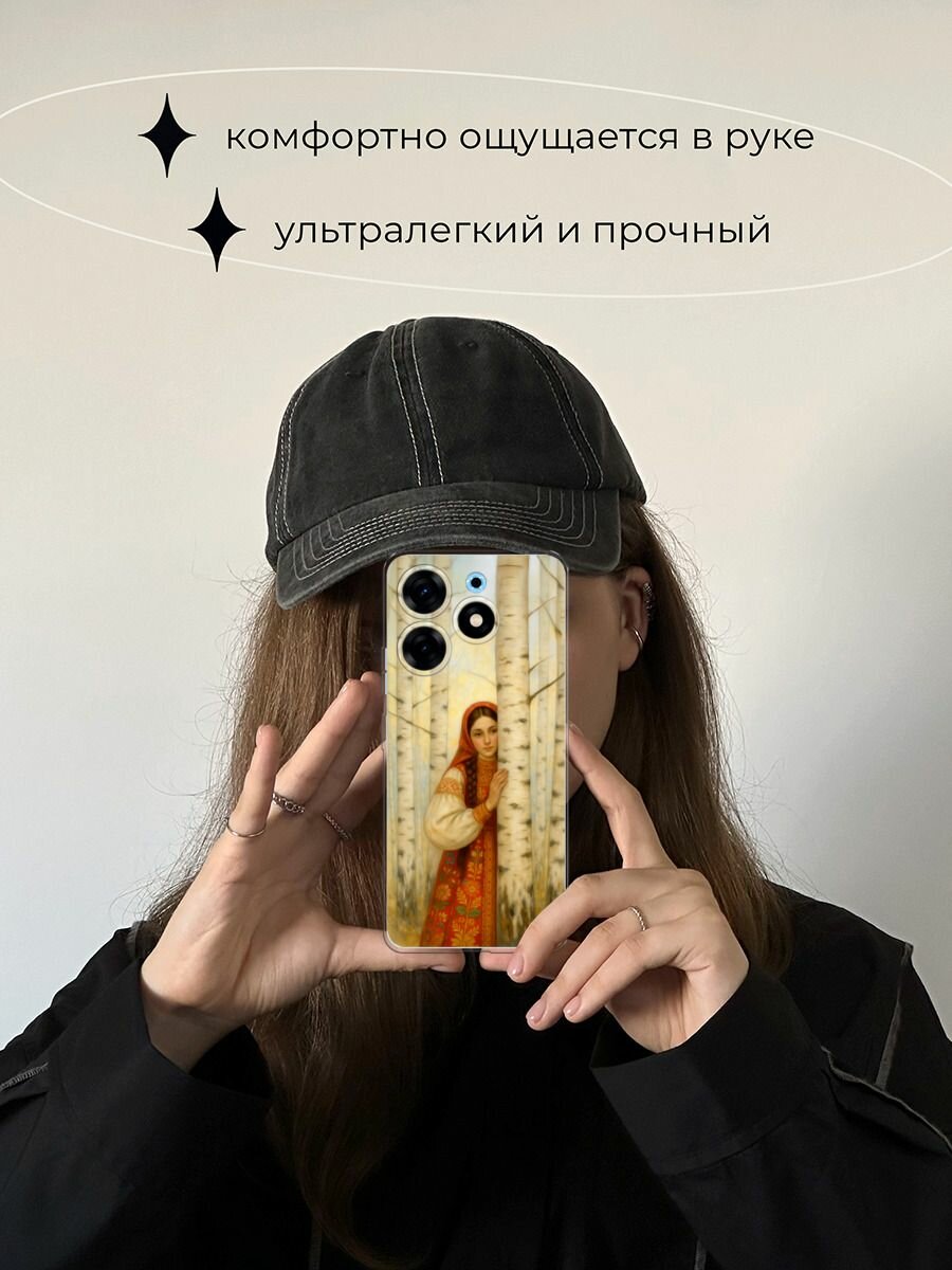 Чехол на Tecno Spark 10 Pro / Текно Спарк 10 Про с принтом Девушка у берез — фото 1