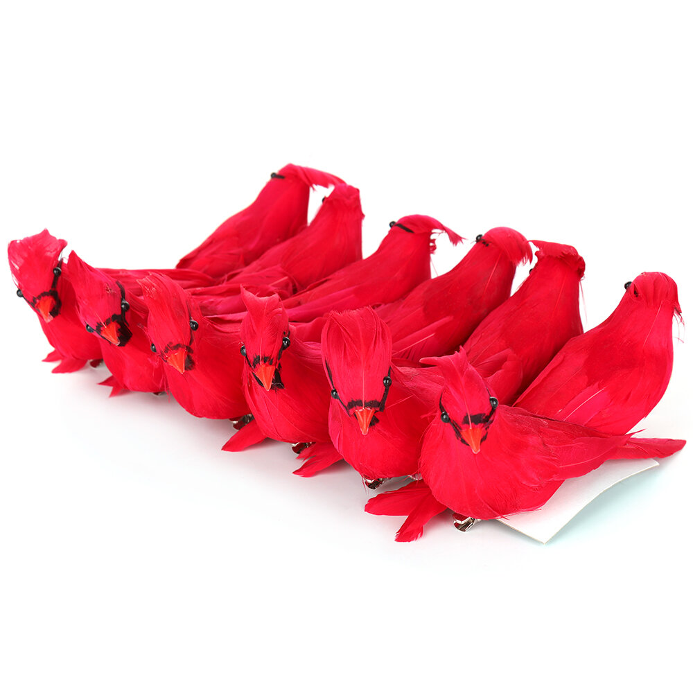 12 шт. искусственная красная птица 14x4x6 см, яркий привлекательный зажим из пенопласта, украшение в виде красной птицы на Рождество