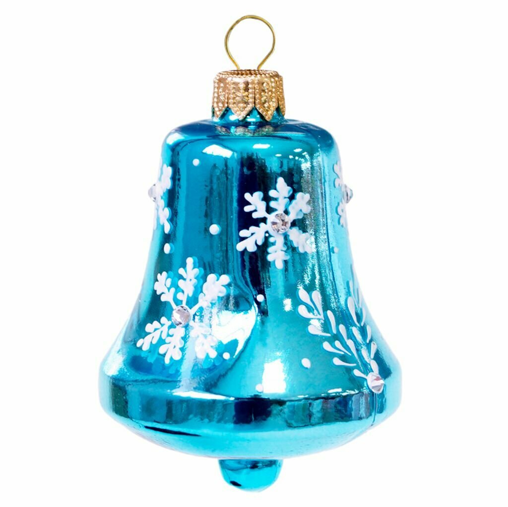Елочная игрушка фигурка стеклянная "Колокольчик-7" д5,3см, h8,5см, ручная художественная роспись, подарочная упаковка