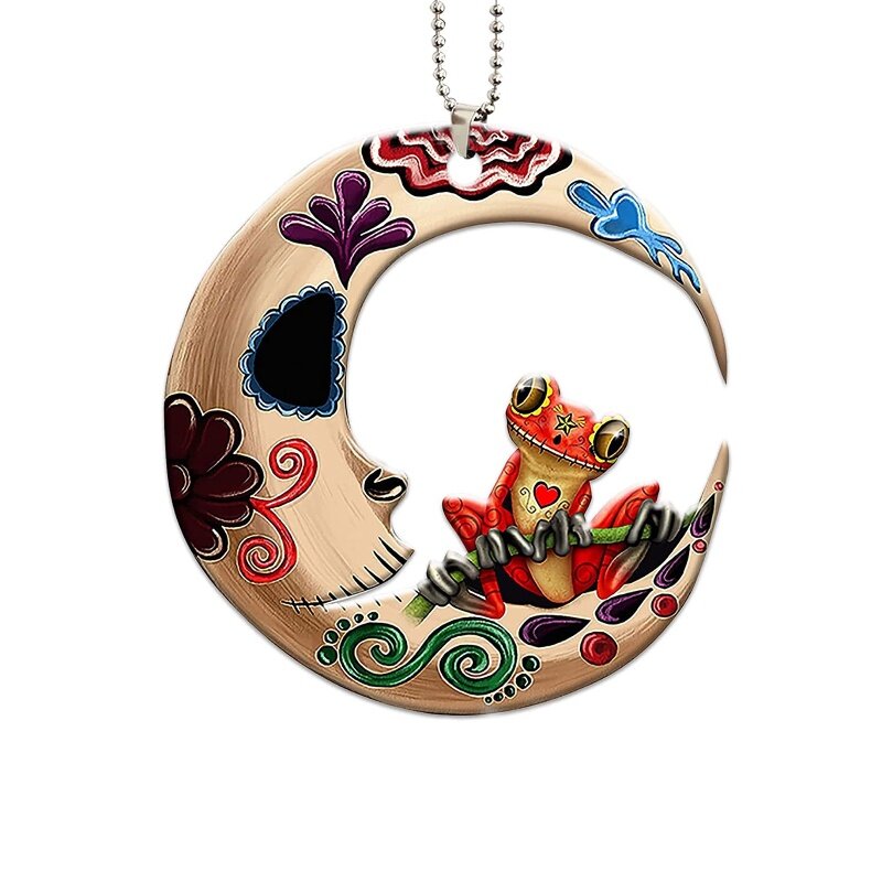 Акриловый висячий Ornament с лягушкой и луной, идеальный для любителей животных