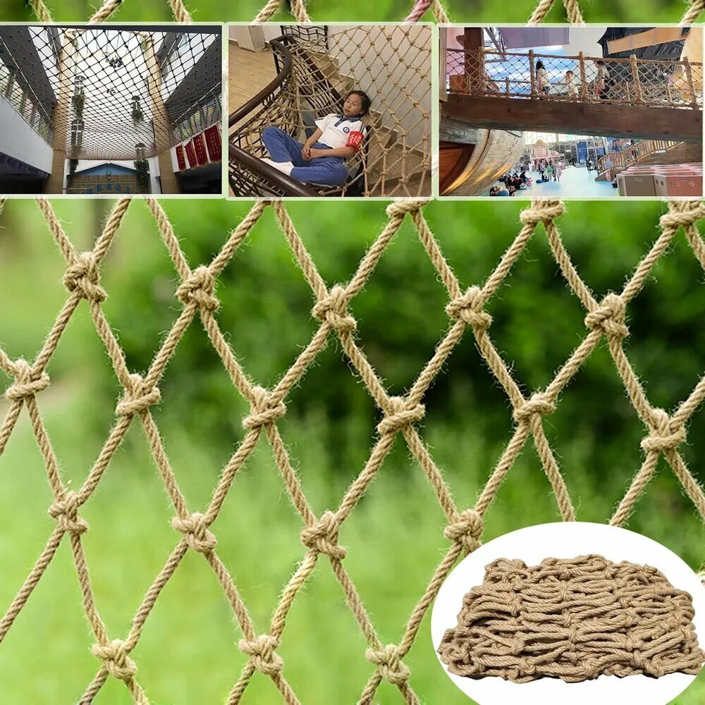 Сетка из натуральной джутовой верёвки для декора универсальная подвесная сеть для детских комнат, интерьера и экстерьера, многоразовая и портативная