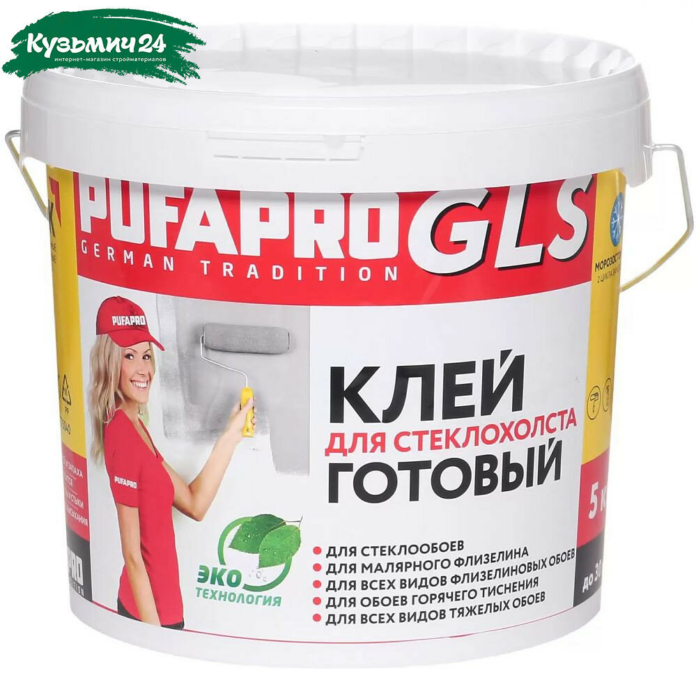 Клей для стеклохолста Pufapro GLS 775040, готовый, морозостойкий, 5 кг, 1 шт