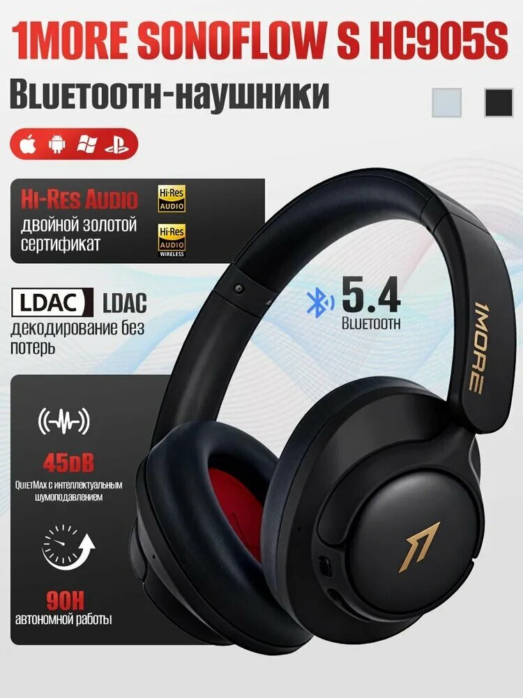 1MORE Наушники беспроводные с микрофоном 1More Sonoflow S HC905S, черный