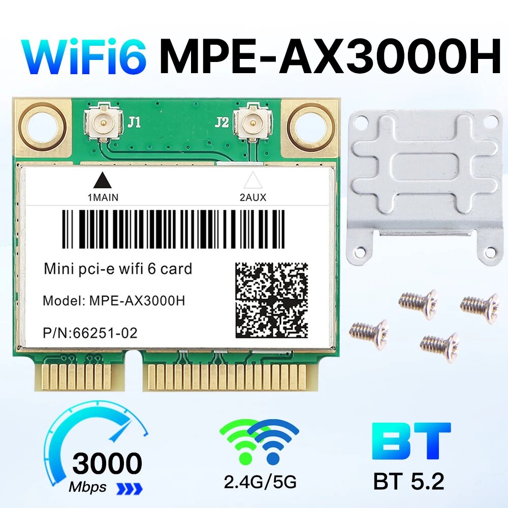 DERAPID Wi-Fi 6 Mini PCI-E карта 2.4G/5G Bluetooth 5.2