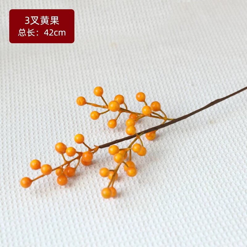 Красные фрукты, фрукты, акация, красная фасоль, искусственный цветочный букет, эвкалипт, лист гинкго, цветочная