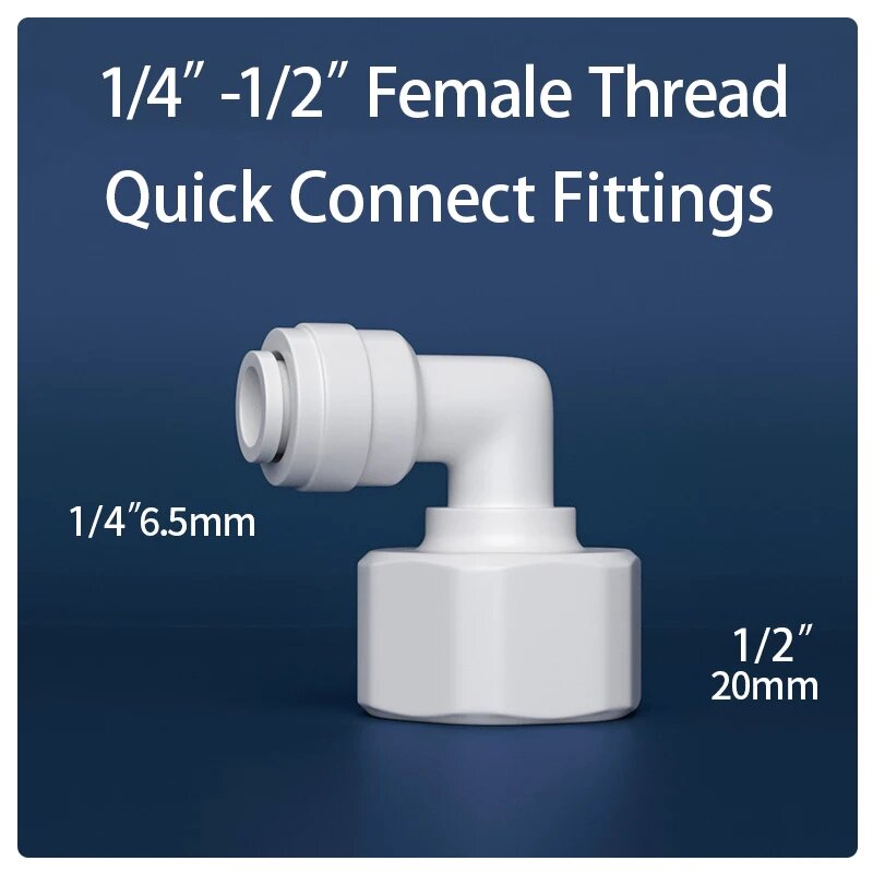 Пластиковый угловой фитинг для обратного осмоса 1/4" 3/8" 9