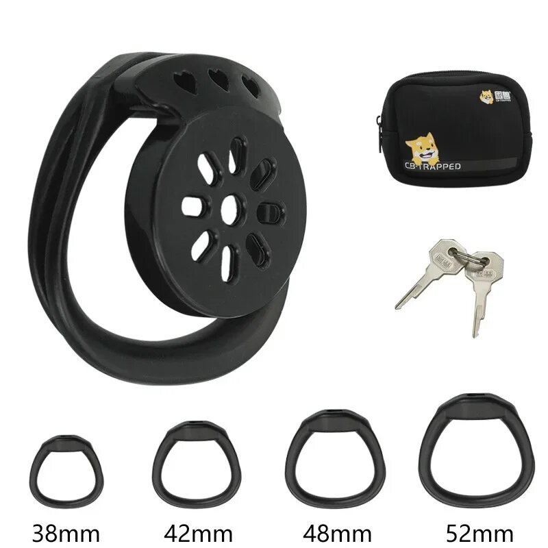 Клетка целомудрия с розовым сердцем, легкий дышащий пенис, бондаж, кольцо для пениса, Black-B