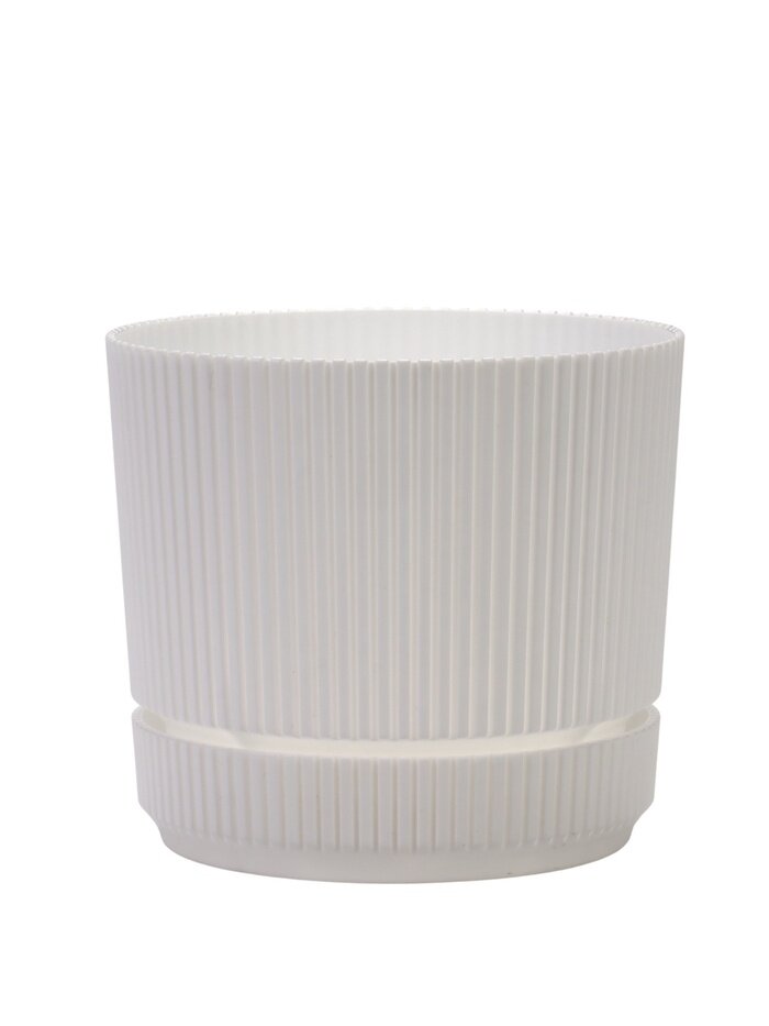 Кашпо с поддоном 2,3 л d 17 см h_см белый стрип 10970966