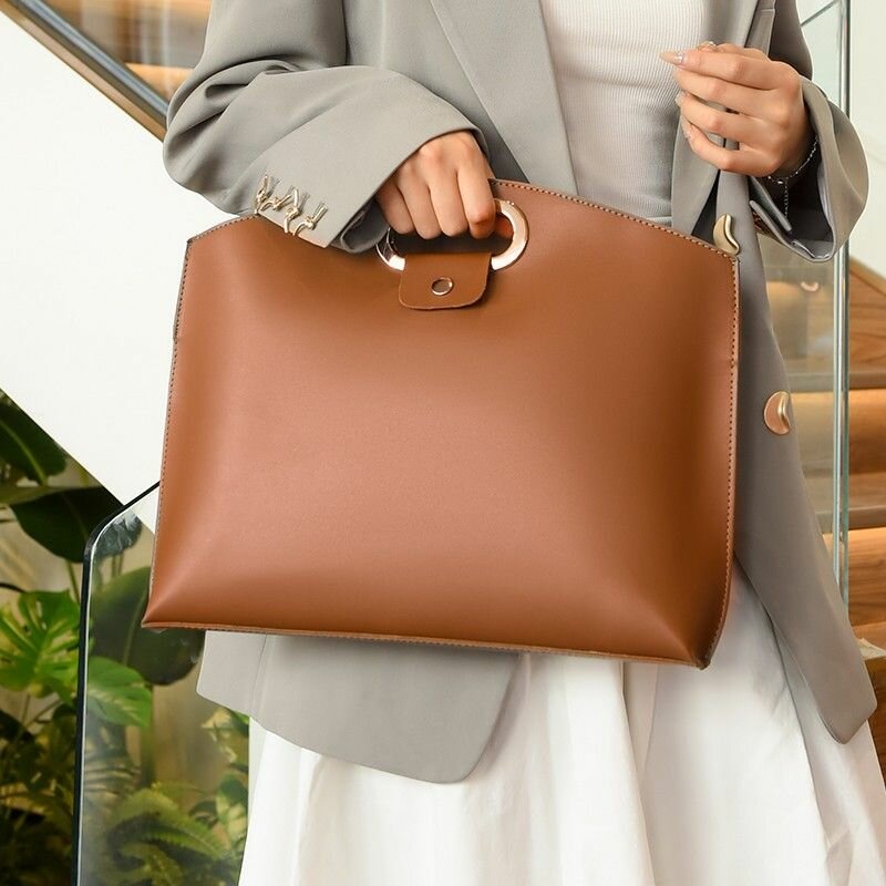 Мужская, женская сумочка для ноутбука из полиуретана, однотонная сумка-тоут для работы в офисе и бизнесе