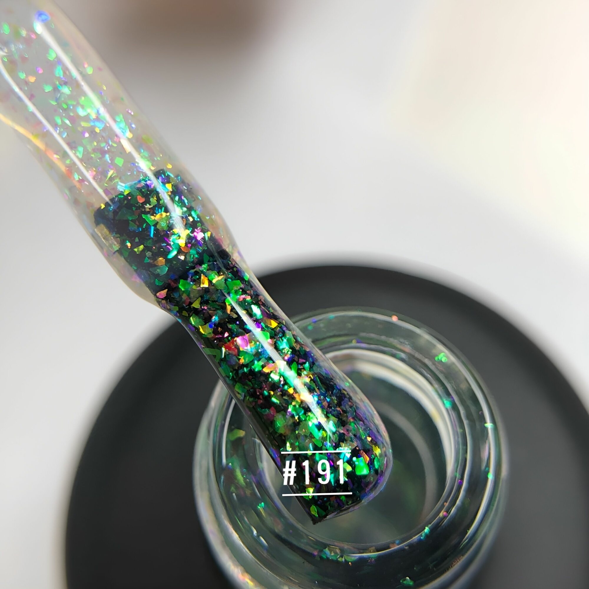 Sova De Luxe Гель-лак прозрачный с синими блёстками 191, 15мл.