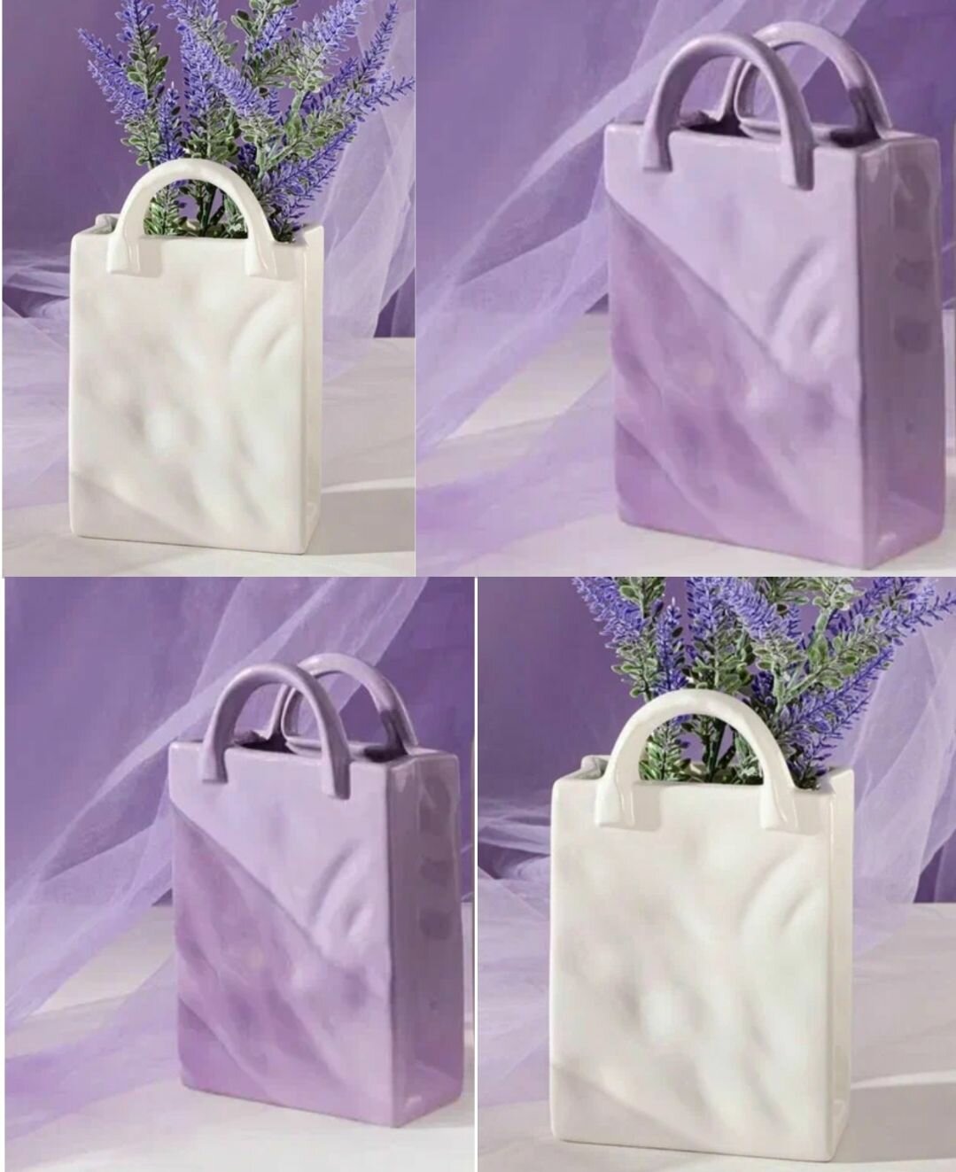 Ваза Фиолетовая в форме "Сумка " Высота : 20 см ( 1 шт )