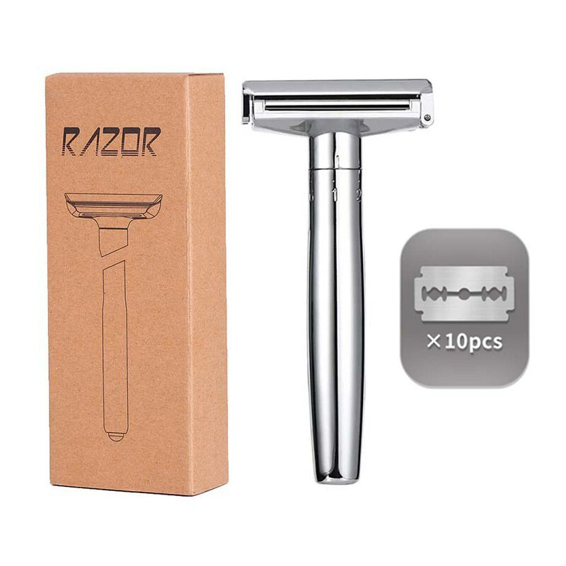 Новая ручная бритва Amazon, старомодный тип роликовой бритвы для мужчин, двусторонний держатель лезвий, металлическая бритва для бритья