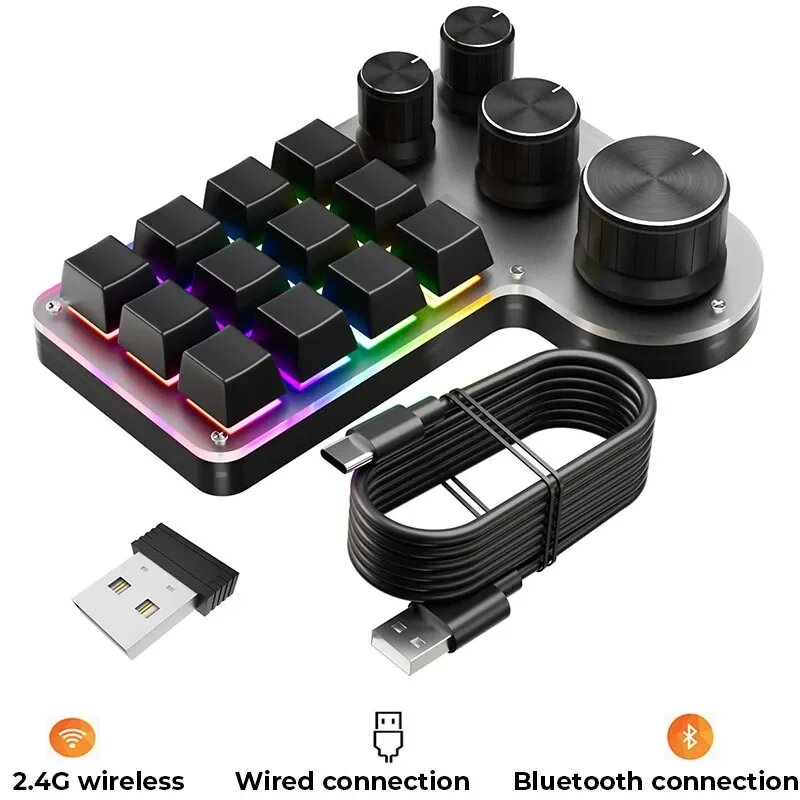 Мини механическая программируемая макро-клавиатура Logitech Black 2.4G -12 key