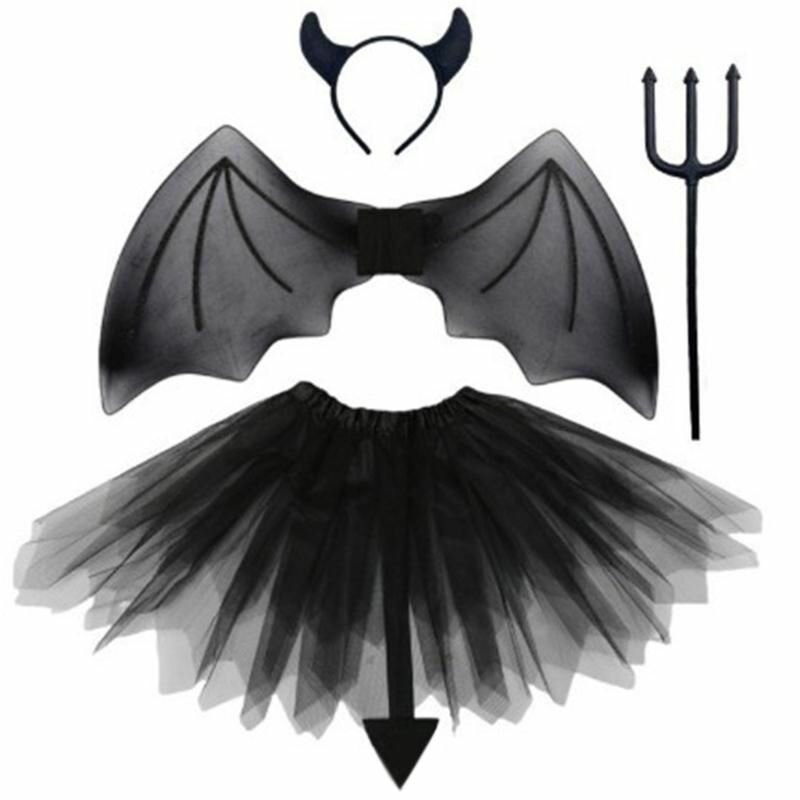 Костюм принцессы радужного цвета, включающий юбку, Крыло, волшебную палочку, набор для косплея Дьявола, - пирог с четырьмя черными дьяволами